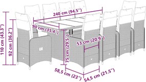 11dílný zahradní bistro set s poduškami béžový polyratan 3277287