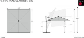 KNIRPS 320 x 320 cm tmavě šedá