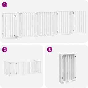 Zábrana pro psy s dvířky skládací 9 panelů bílá 450 cm topol 3155538