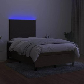 Box spring postel s matrací a LED tmavě hnědá 120x200 cm textil 3134704