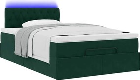 Osmanská postel s matrací &amp; LED tmavě zelená 120x190cm samet 3312683