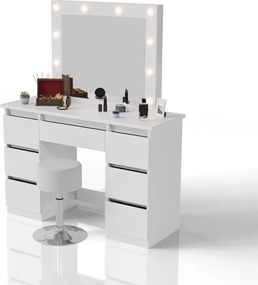 Juskys Toaletní stolek Talea se zrcadlem a LED osvětlením Stolička: se stoličkou Melly