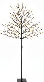 HOMCOM LED třešňový strom 150 cm s 160 LED diodami, umělý svítící stromek s 20 ohebnými větvemi, vánoční dekorace
