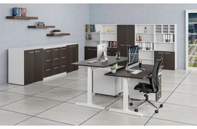 Kancelářská komoda ke stolu PRIMO WHITE, 740 x 600 x 420 mm, bílá/wenge