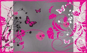 Fototapeta - Růžoví motýli (254x184 cm)