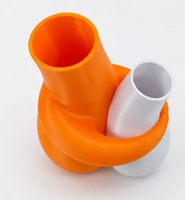 váza, sada 2 ks, styl klasický, plast, 12/15x5/6 cm, oranžová/bílá, Dekorino VD0260017