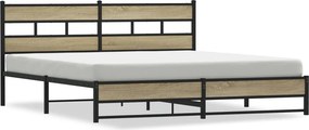 Kovový rám postele bez matrace dub sonoma 200 x 200 cm 3308502