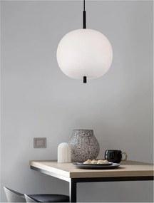 Nova Luce Závěsné svítidlo LATO černý kov a opálové sklo E27 1x12W
