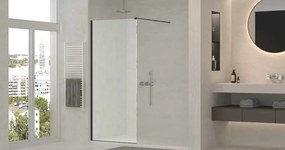 Erga Paris, sprchová zástěna Walk-In 120x200 cm, 8mm sklo námraza, černý profil, ERG-V02-PARIS-120x200-FR-BK