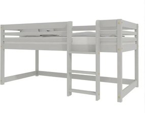Benlemi Nízká vyvýšená postel TULY s žebříkem 90x200 cm Zvolte barvu: Světle šedá, Zvolte stranu: Vpravo, Zvolte variantu: Bez závěsu