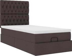 Osmanská postel s matrací &amp; LED tmavě hnědá 90x200 cm látka 3314061