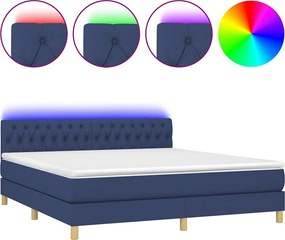 Box spring postel s matrací a LED modrá 160x200 cm textil 3133971