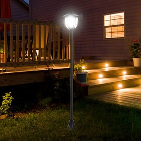 Zahradní solární světlo Outsunny LED zahradní lucerna 30/60 lumenů, černý plast, Ø26,5 x H177 cm, ideální pro zahradu a terasu