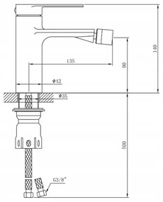 Gamma Faro, bidetová baterie h-140, černá matná, GMA-BFB-BK