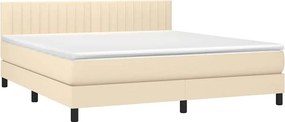 Box spring postel s matrací a LED krémová 180x200 cm textil 3133338