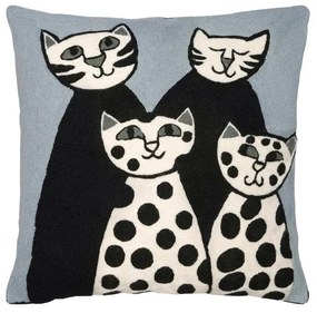 SCANquilt povlak ART WOOL cat family smetanovočerná 45 x 45 cm