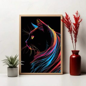 Plakát - Kočka v abstraktním prostoru