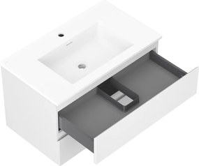 Mexen Orio, koupelnová skříňka 80 cm s umyvadlem Otis, 2 zásuvky, bílá matná, 91A10-08047-2-BFF01-W18M01