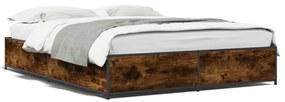 Rám postele kouřový dub 135 x 190 cm kompozitní dřevo a kov