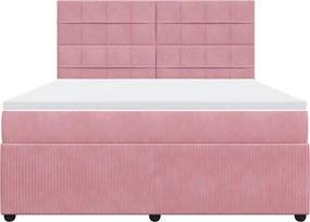Box spring postel s matrací růžová 180x200 cm samet 3292411
