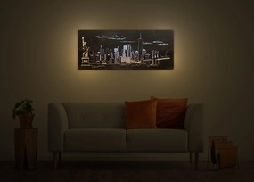 Li-Go "New York" světelný obraz s baterií 120x50cm varianta: ovládání na obraze bez dálkového ovladače, provedení: dub