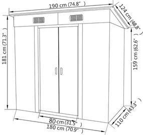 vidaXL Zahradní domek kovový [42908] Barva: Zelená