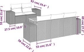6dílná zahradní sedací souprava s poduškami béžová polyratan 3225330