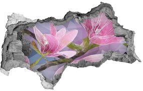 Wallmuralia 3D díra na zeď Růžová magnolie 95x73 cm