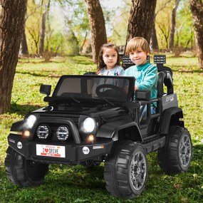 Costway Elektrické auto 12 V napájené baterií se 2 sedadly, černé, černý