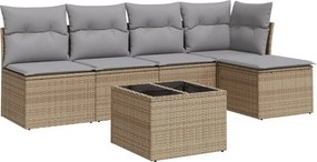 6dílná zahradní sedací souprava s poduškami béžová polyratan 3217529