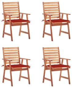 Zahradní jídelní židle s poduškami 4 ks masivní akáciové dřevo,  3078326