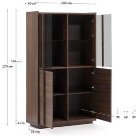 Hnědá vitrína v dekoru ořechu 100x170x40 cm Onix – Kave Home