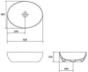 Cersanit Larga, umyvadlo na desku 50x38 cm, bílá lesklá, K677-002