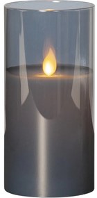 Šedá LED vosková svíčka ve skle Star Trading M-Twinkle, výška 15 cm