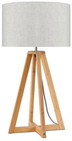 Stolní lampa se světle béžovým stínidlem a konstrukcí z bambusu Good&amp;Mojo Everest