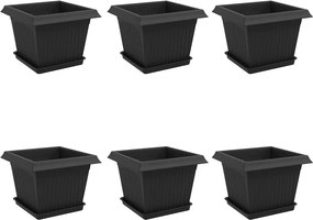 Květináče 6 ks Černá Plast 3403299
