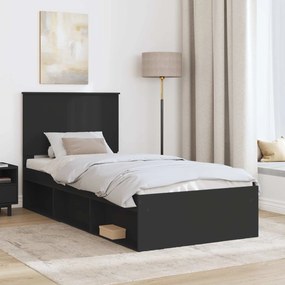 Rám postele s čelo Černá 90 x 200 cm Masivní borové dřevo 3411056