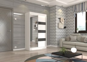ADRK Furniture Posuvná skříň se zrcadlem a lacobelem TOURA 120 ADRK-SW-TOU-WBL-120