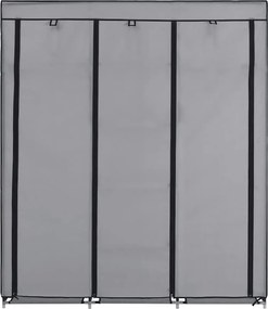 Šatní skříň s přihrádkami a tyčemi šedá 150x45x175 cm textil 282456