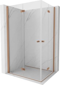 Mexen Mist-F Duo, skládací sprchový kout 120 x 70 cm, průhledný, broušená měď - 8A6-120L-070P-65-00