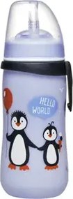 NIP Straw cup láhev s brčkem PP 330ml modrá / od 12 měsíců