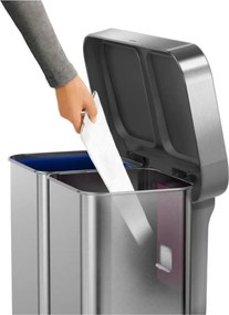 Ocelový odpadkový koš 34+24 l na tříděný odpad/nášlapný v matně stříbrné barvě – simplehuman
