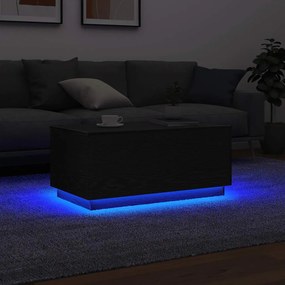 Konferenční stolek s LED světly Dub černý 90x50x40 cm