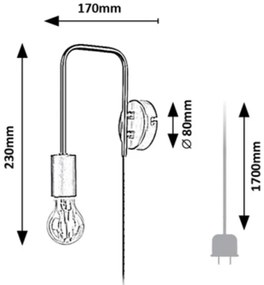 Rabalux 71022 - Nástěnná lampa MANZUR 1xE27/40W/230V