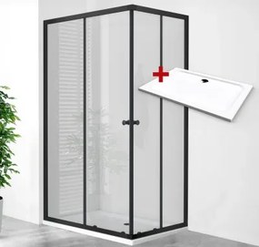 POINT BLACK ROCKY 100x90 Clear Obdélníkový sprchový kout s mramorovou vaničkou