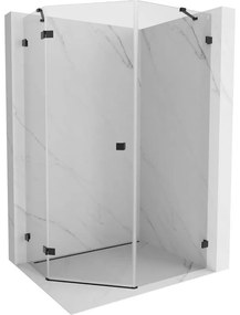 Mexen Lunar, Pětiúhelníkový sprchový kout Mexen Lunar s výklopným levým oknem 80 x 100 cm, 8mm čiré sklo, černý profil, 831-080L-100P-70-00-L