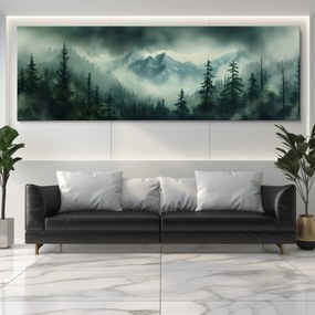 Obraz na plátně - Deštivé zakaboněné hory FeelHappy.cz Velikost obrazu: 180 x 60 cm