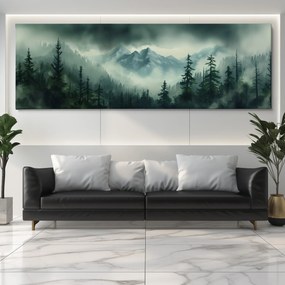 Obraz na plátně - Deštivé zakaboněné hory FeelHappy.cz Velikost obrazu: 240 x 80 cm