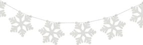 Vánoční dřevěná girlanda WHITE SNOWFLAKES 2 m, bílá