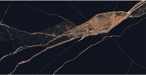 Mexen Fossil Černý leštěný rektifikovaný gres G1, dlaždice podlahově-stěnová 120 x 60 cm, vysoký lesk